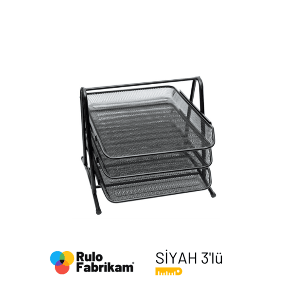 Fileli Evrak Rafı 3lü Siyah - Rulo Fabrikam